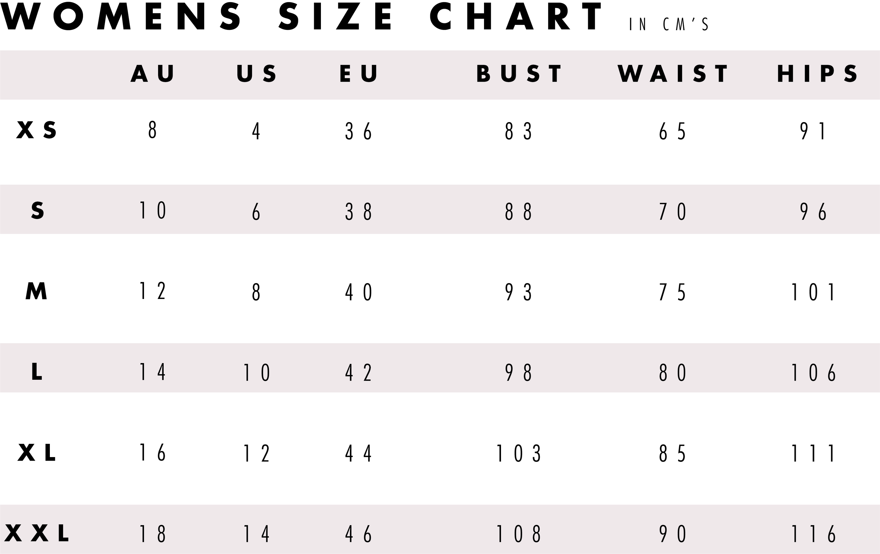 Size Guide | Australian activewear for every body | Roar Republic